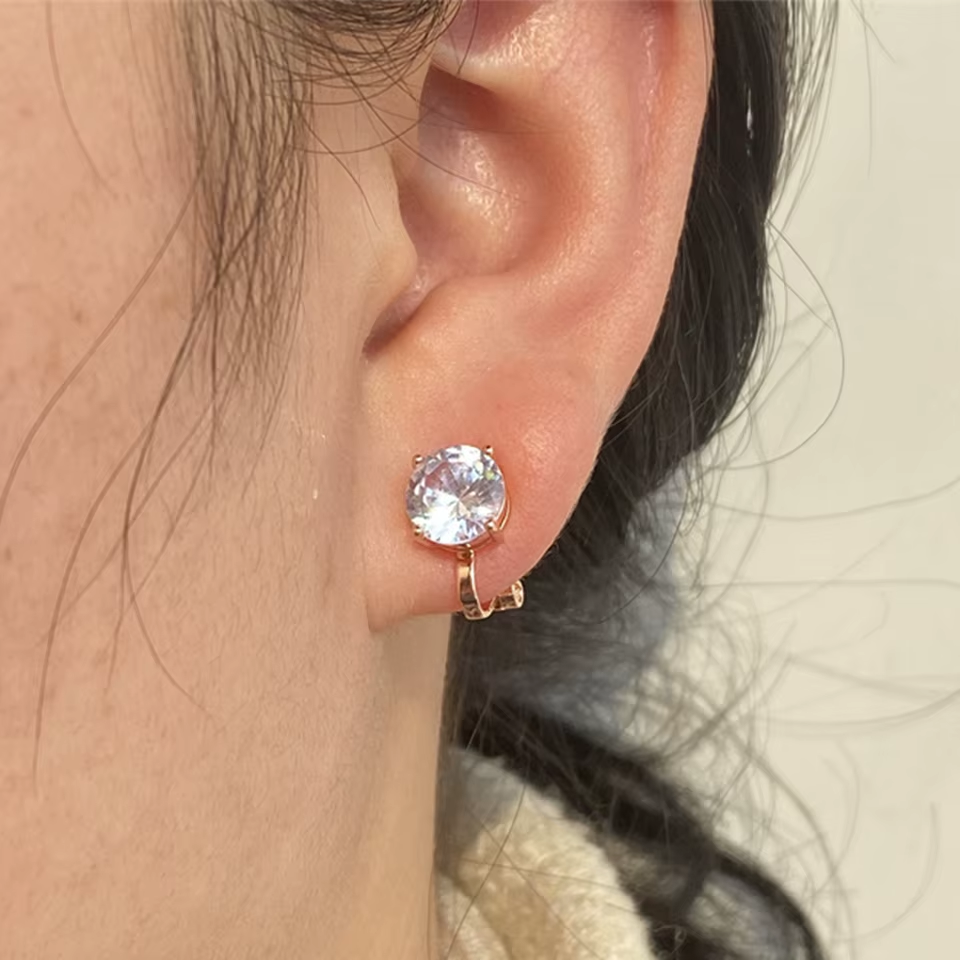 Shiny 7Mm Cubic Zircon Ear Cuffs Earring round Crystal Fake Piercing ...