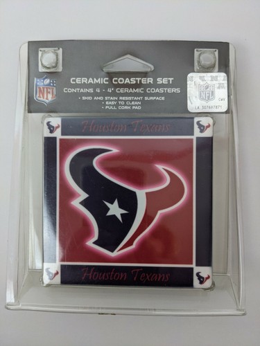 NIP 4-PACK Houston Texans NFL Ceramic Drink Coaster Set Cork Back | eBay