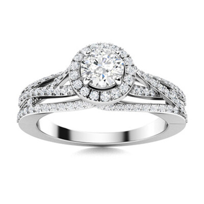Criss Cross 5 MM Round Moissanite 925 Sterling Silver Women Stackable ...