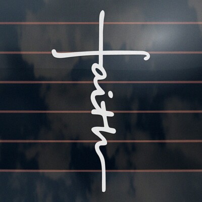 FAITH CROSS Sticker 200mm christian bible god vinyl car window decal ...