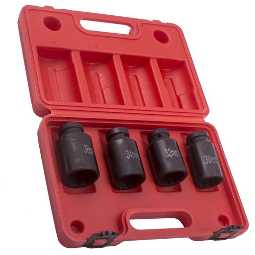 4pcs 12 Point 1/2" Drive Spindle Axle Nut Socket Set 30mm 32mm 34mm ...