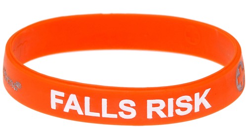 Falls Risk Alert Orange Silicone Wristband Medical Alert ID Bracelet by ...