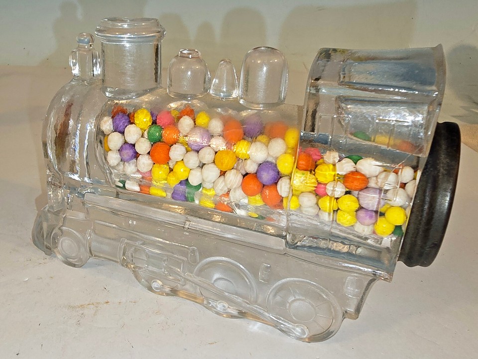 Antique Glass Candy Container Railroad Locomotive With Candy | eBay