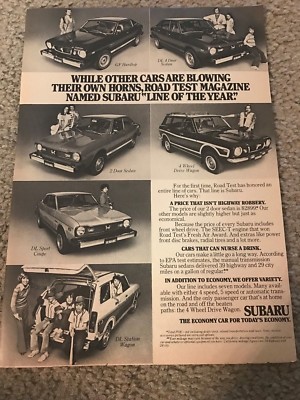 1976 SUBARU Print Ad ALL MODELS GF HARDTOP 4 WHEEL DRIVE WAGON STATION ...