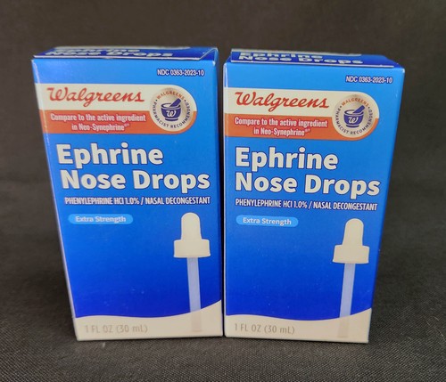 Nose Drops, 2 Pack, Walgreens Ephrine Nasal Decongestant, 1oz EXP 01/ ...
