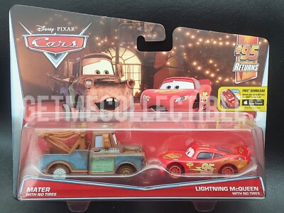 DISNEY PIXAR CARS MATER LIGHTNING MCQUEEN WITH NO TIRES 2 PACK 2016 ...
