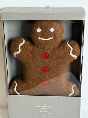 NIB Pottery Barn Gingerbread Man Tree Topper Christmas Village House ...