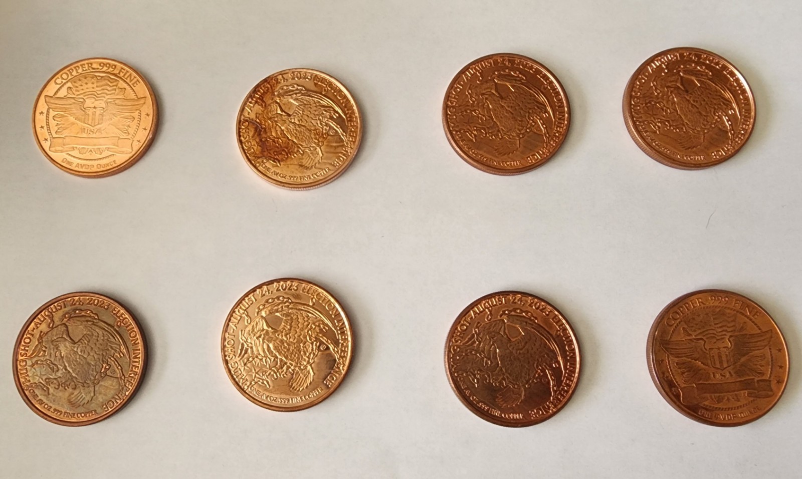 Lot Of 8 Pure Copper .999 Donald Trump Rounds. 7 Trump Mugshot And 1 Is ...