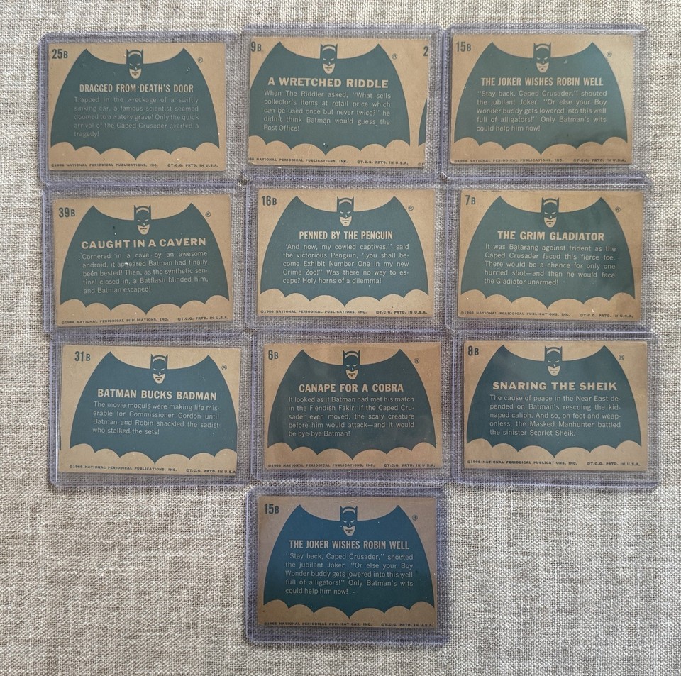 LOT of 10 1966 Topps Batman B Series Blue Bat Vintage Trading Cards ...