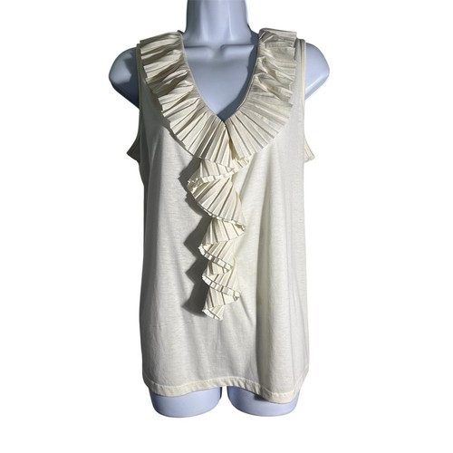 Talbots Cream Sleeveless Ruffle Top Blouse Women’s 1X | eBay