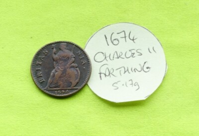 1674 Farthing (Britain UK) Charles II Copper Coin (5.17g) | eBay UK