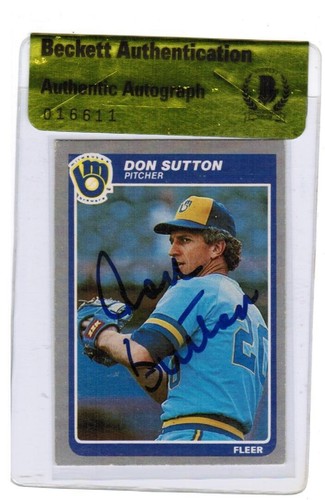 Don Sutton Signed 1985 Fleer Card #598 - Beckett Authentic - Read | eBay
