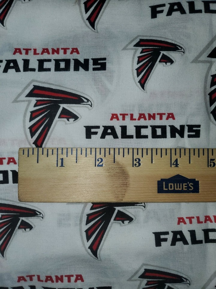 NFL ATLANTA FALCONS MASCOT LOGO WHITE Cotton Fabric by the 1 Yard 58"W ...