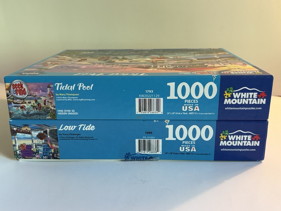 2 White Mountain Puzzles TIDAL POOL & LOW TIDE 1000 Pieces Complete ...