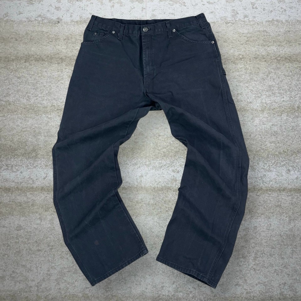 Vintage 90s Dickies Carpenter Pants 36x32 Baggy Wide Leg Jet Black ...