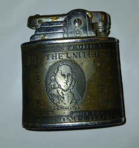 Vintage Modernlite Open Novelty Cigarette Lighter Fake 100 Dollar Bill ...
