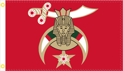 Masonic Shriner 3x5 Polyester Flag - With Red Background Freemasons ...