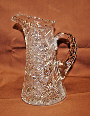 American Brilliant Sawtooth Edge Pitcher Heavy Thick Cut Crystal ...