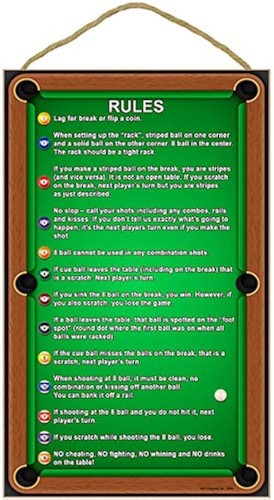 SJT ENTERPRISES, INC. Billiards/Pool Table Rules Wood Sign - Indoor ...
