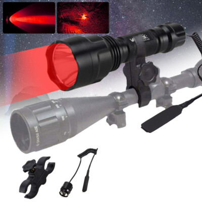 1000 Yard Red LED Hunting Light Predator Flashlight Torch Coyote Hog ...