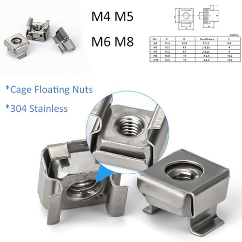 Cage Nuts Floating Nuts M4 M5 M6 M8 Cabinet Metal Fixing Clip Nut 304 ...