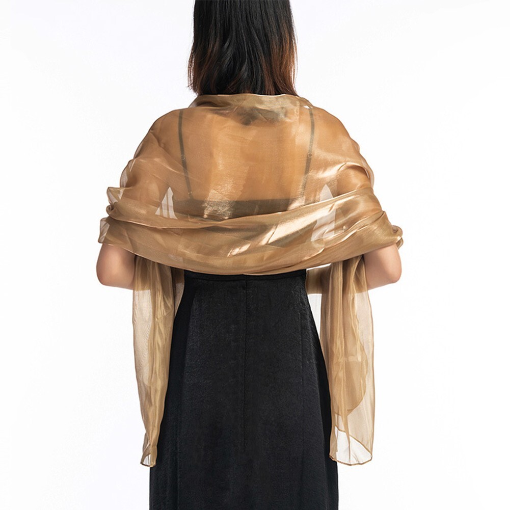 Black Women's Organza Shiny Scarf Shawl for Elegant Events and Parties ...