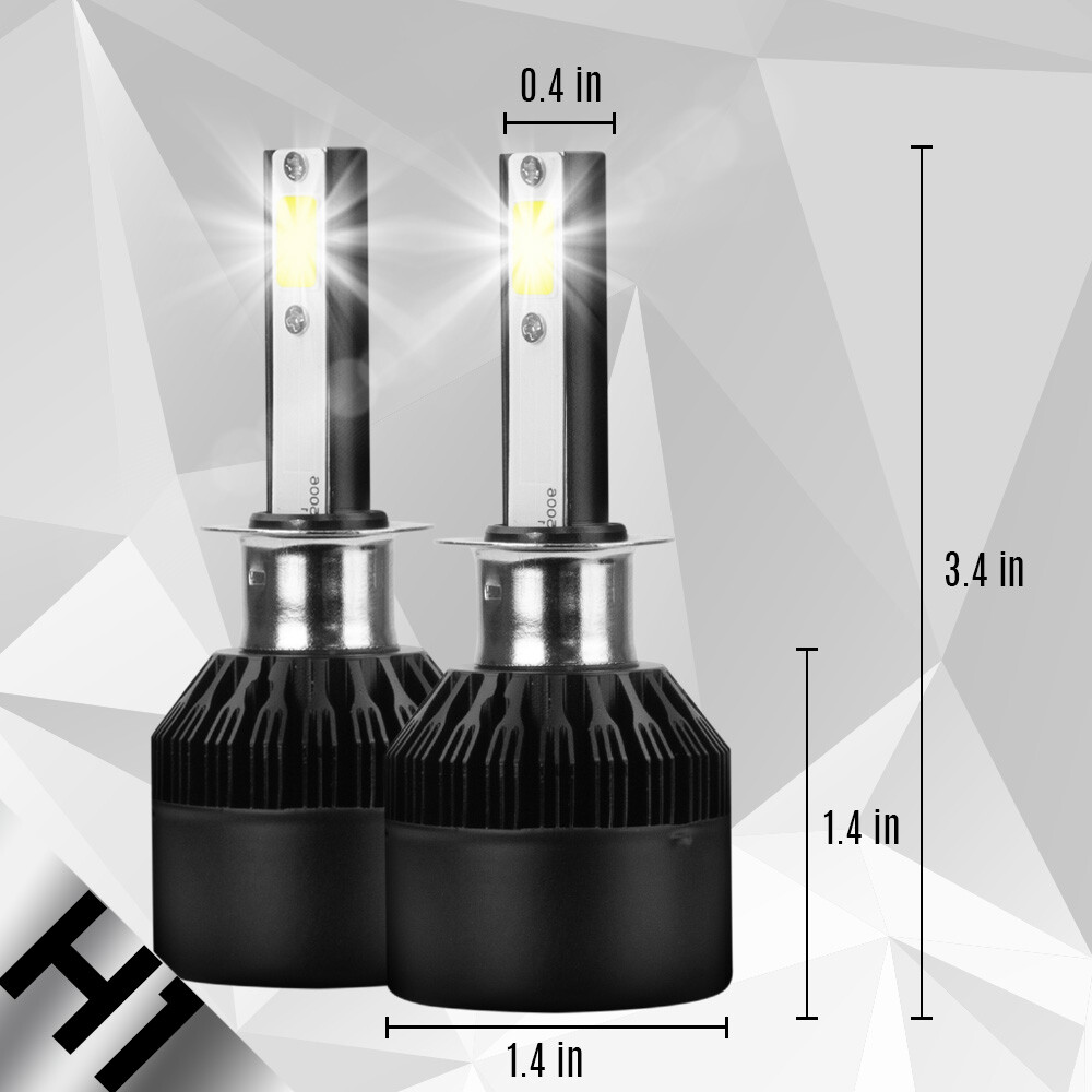 1pair H1 LED Headlight Kit led lamp 388W 38800LM 6000K COB Beam Bulbs ...