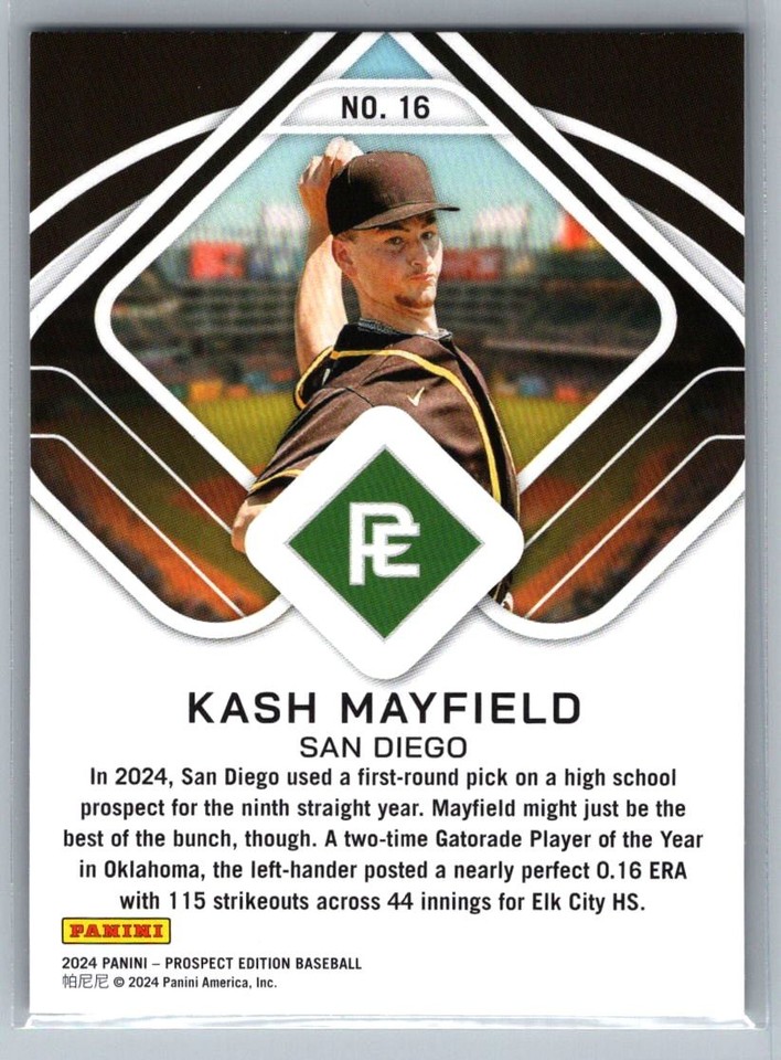2024 Panini Prospect Edition #16 Kash Mayfield Aces Green | eBay