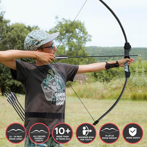 45" Bow and Arrow Set for Teens Youth Beginners kit Backyard Sport ...