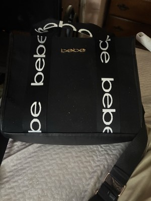 Bebe Black Tote Bag with Logo Straps | eBay