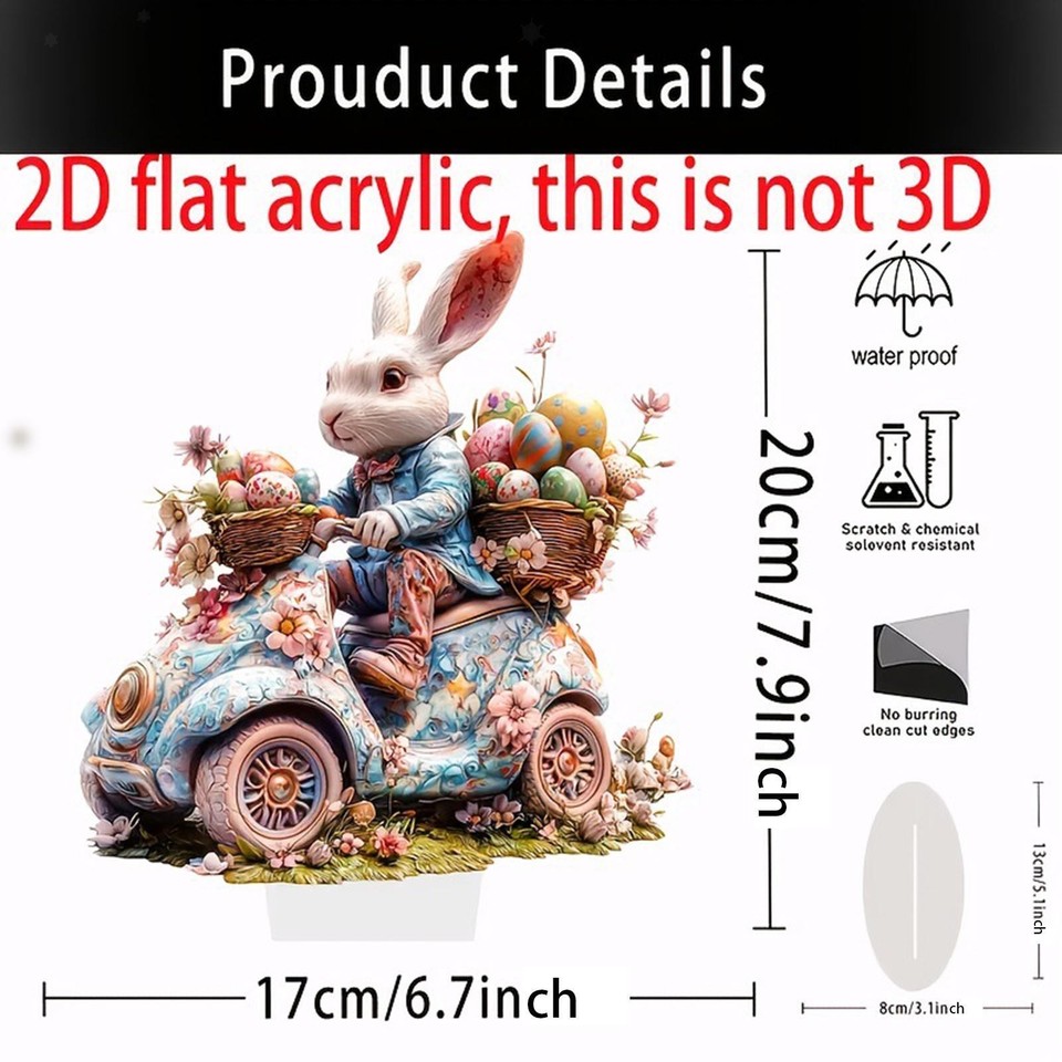 Easter Decor Cartoon 2D Rabbit Tabletop Ornament Art Crafts Sculpture ...
