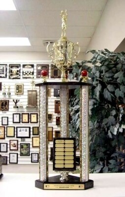 FANTASY BASKETBALL LARGE THREE POST TROPHY 14 YEAR PERPETUAL AWARD 35 ...