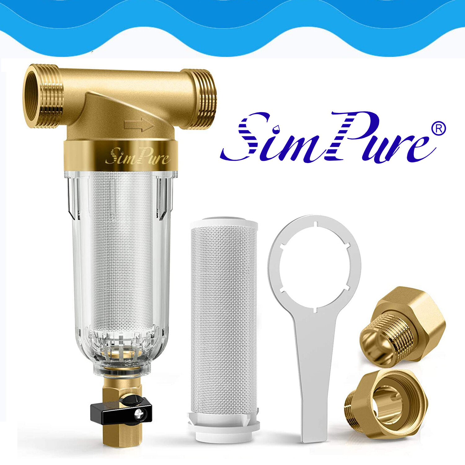 SimPure Home Whole House Water Filter Spin Down Sediment Pre-Filter ...