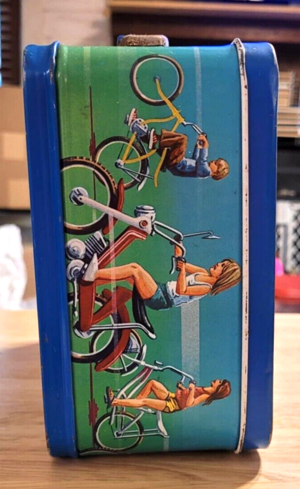 Vintage 1979 Aladdin Metal The Cyclist Dirt Bike Lunch Box with Thermos ...