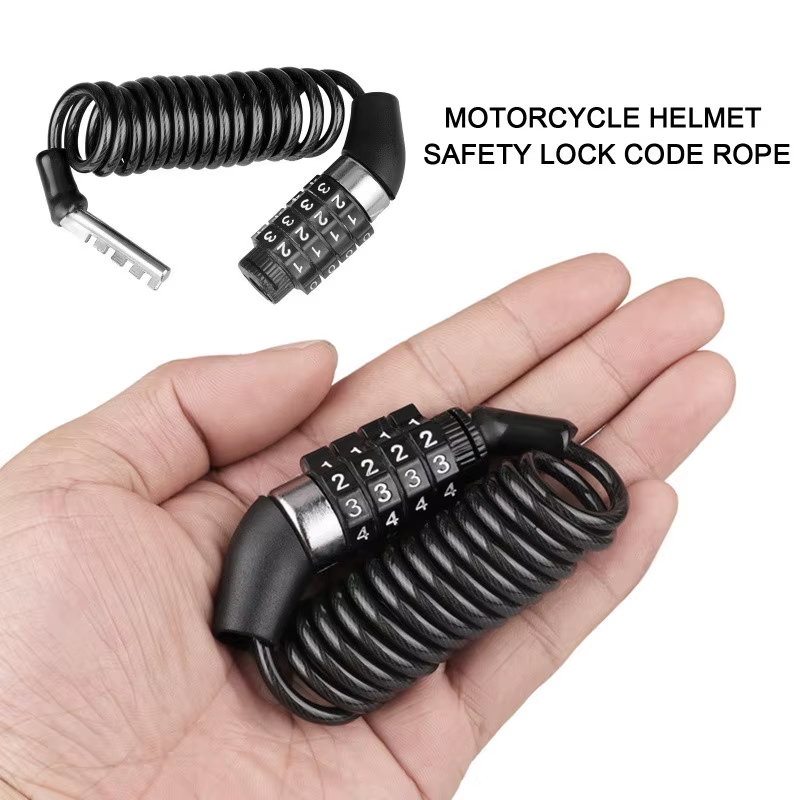 Bike Motorcycle Helmet Lock Cable 4-Digit Code Anti-Theft Chain ...
