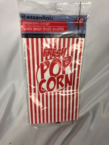 Essentials Retro Popcorn Bags 10 Count Concessions/Parties/Movie Night ...