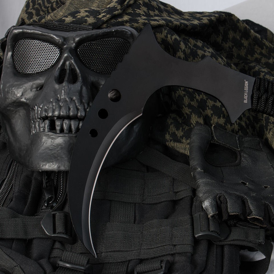 18" Full Tang Tactical Combat Fixed Blade Kama Pick Axe Knife Blade ...