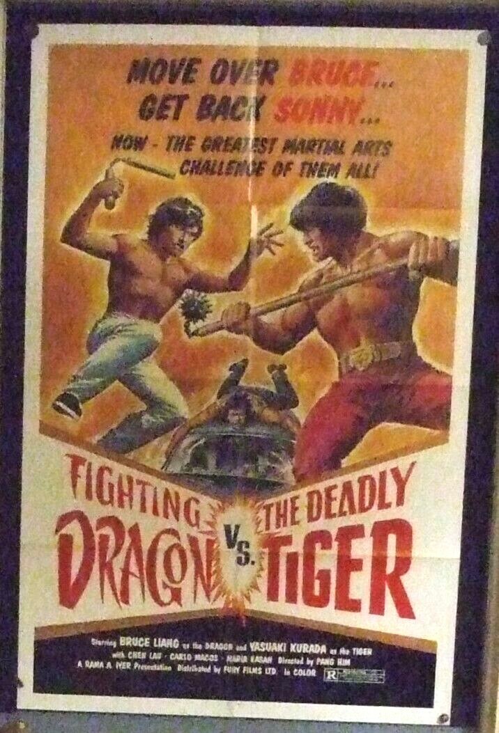FIGHTING DRAGON vs THE DEADLY TIGER original poster 27x41; Bruce Liang ...