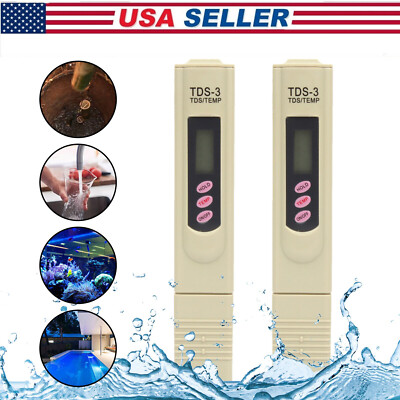 2pcs TDS3 Meter Temp Digital LCD Tester Tap Water Quality Purity 0-9990 ...
