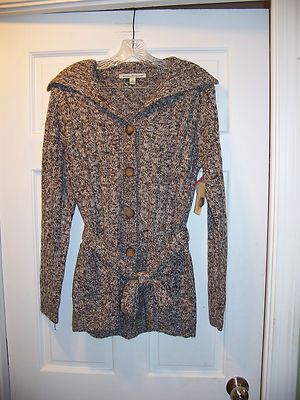 Debbie Morgan Women's Size M Button Up & Belted Sweater Jacket Pockets ...