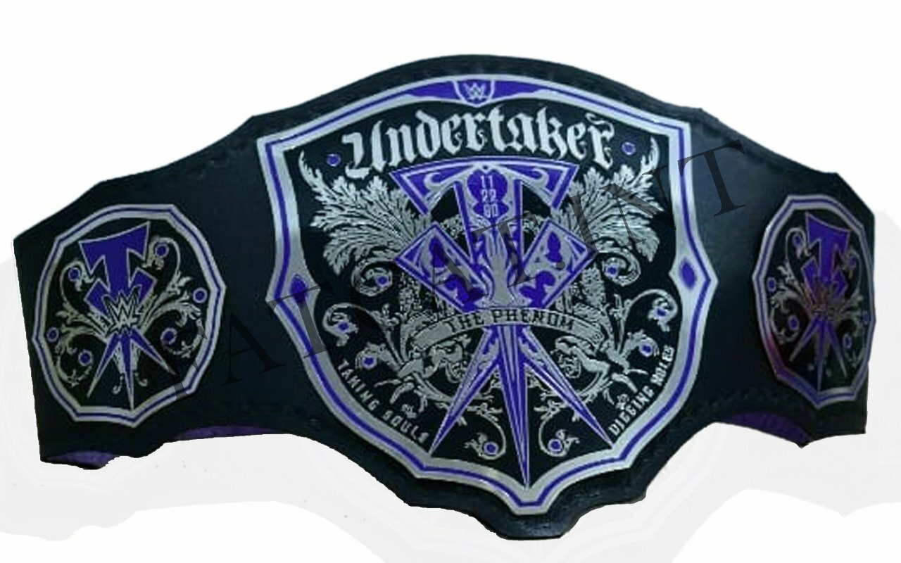 The Undertaker Custom Championship Leather Belt ADULT SIZE 2MM Plates ...