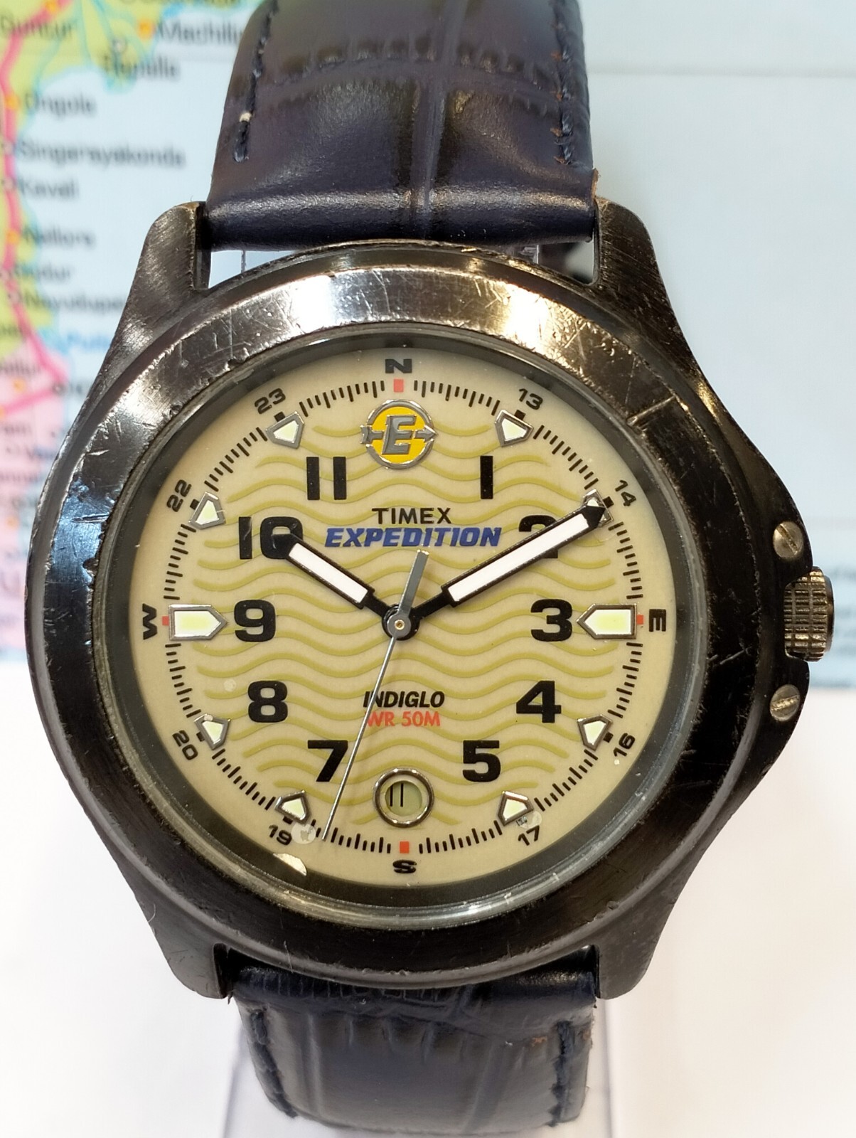 TIMEX EXPEDITION INDIGLO QUARTZ CREAM DIAL 905 Y3 MEN'S FULL WORKING ...