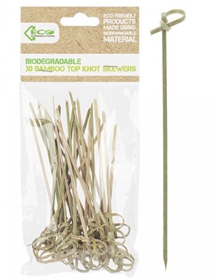 Pack Of 30 Top Knot Twisted Biodegradable Bamboo Skewers Canape Olive ...