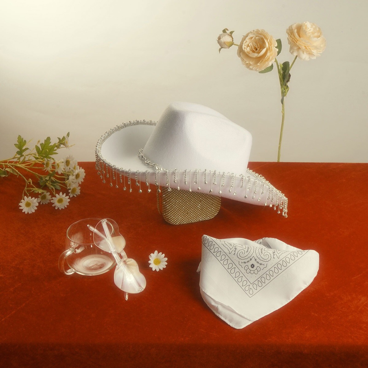 Cowgirl Costume Sets For Women Western Cowgirl Hat & Bandana Set With ...