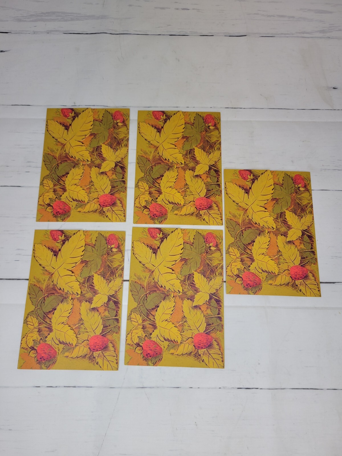 Vintage Strawberry Pattern Folding Cards Postcards Set of 5 | eBay
