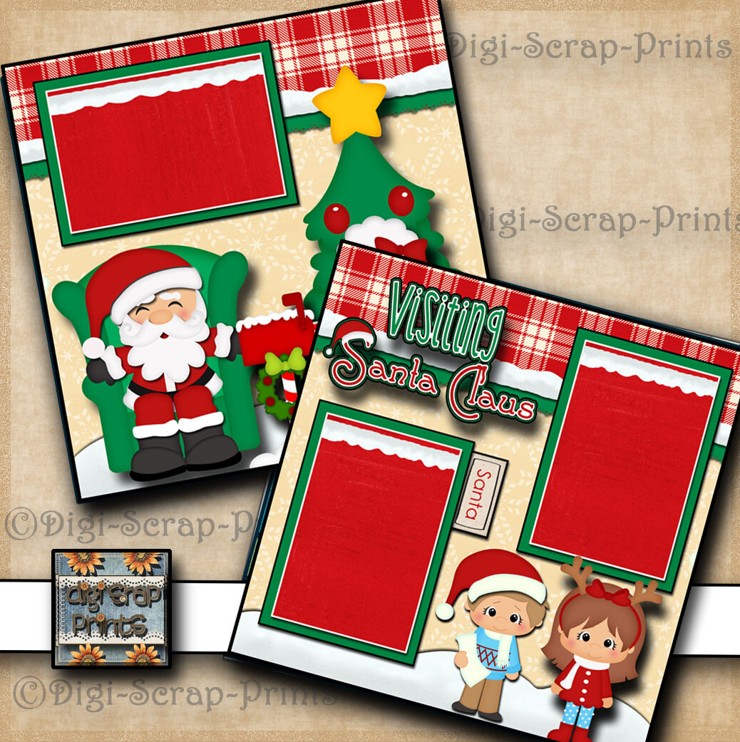 Christmas Scrapbook Layouts VISITING SANTA Christmas Premade Scrapbook