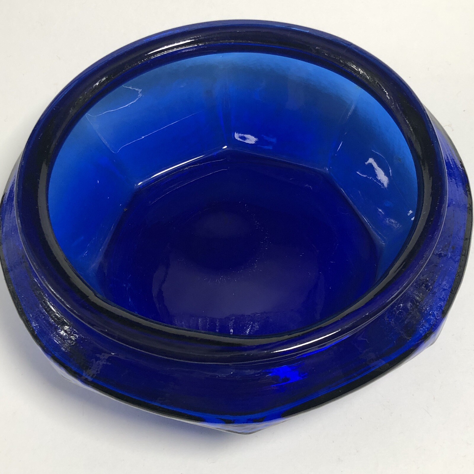 Vintage Cobalt Blue Heavy Glass Octagon Flower Bowl 8" x 3.5" | eBay