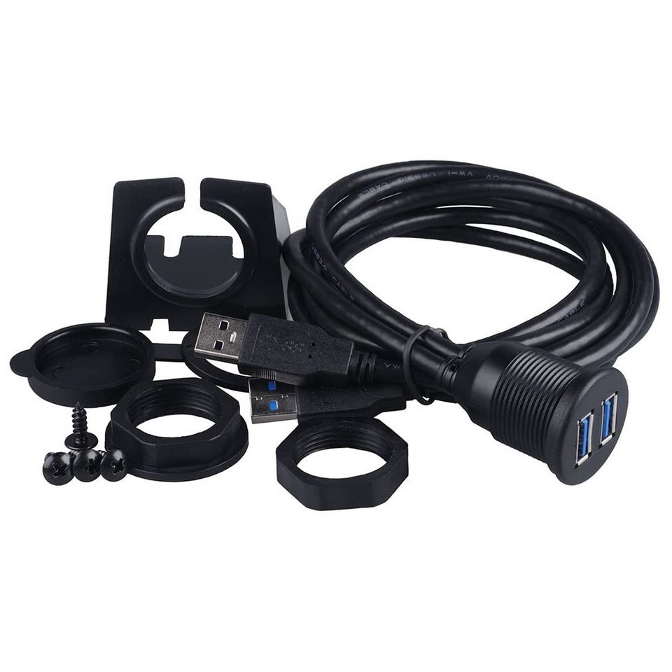 2 Ports Dual USB 3.0 AUX Flush Mount Car Mount Extension Cable for ...