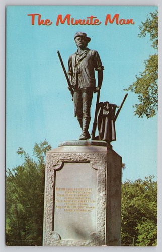 Vintage Minute Man Statue Concord MA Photochrome Postcard by ...