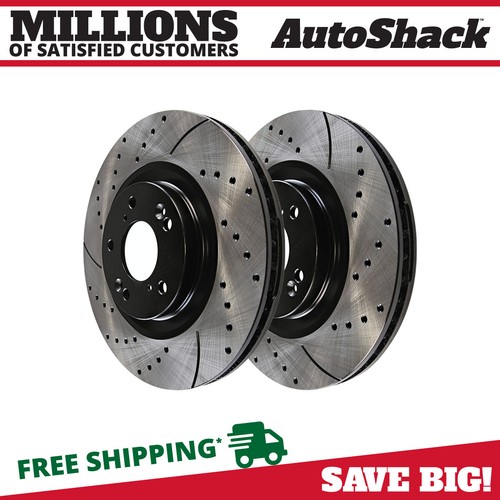Front Drilled Slotted Brake Rotors Black Pair 2 for Honda Pilot Acura ...
